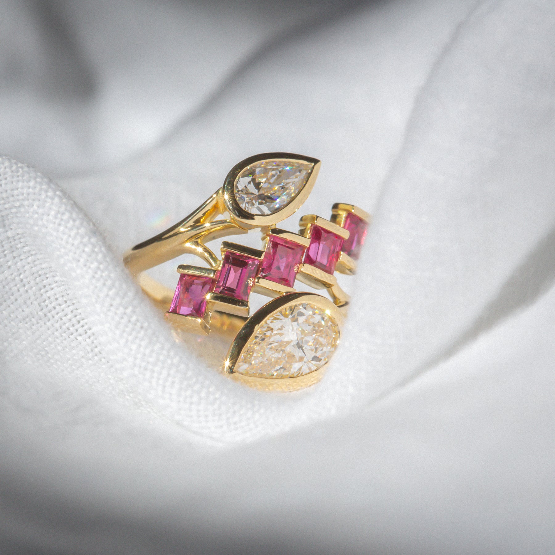 Kimberley | "Cascade" | Natural Diamonds & Ruby Ring – CEYLON STONES